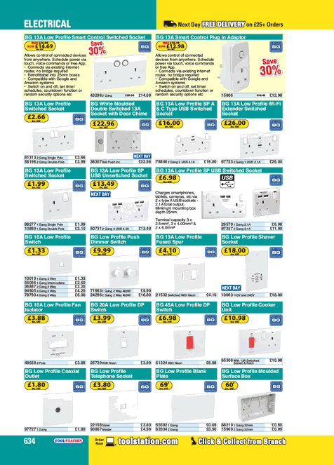 BG 13A Low Profile Smart Control Switched Socket 2 Gang