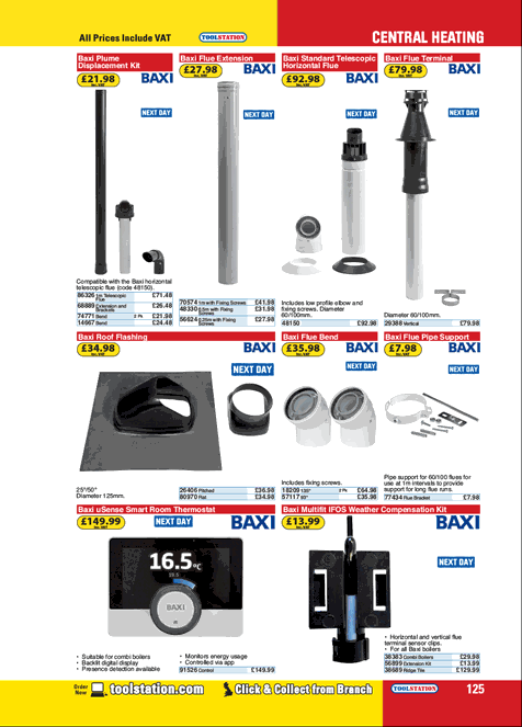 Baxi Plume Displacement Kit 1m Telescopic Flue