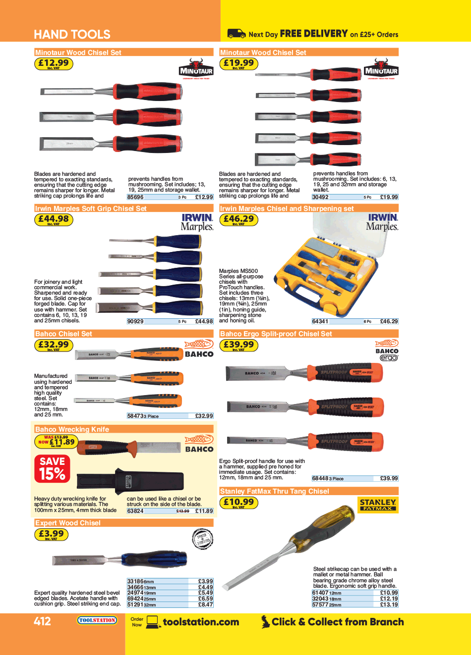 Irwin Marples Soft Grip Chisel Set