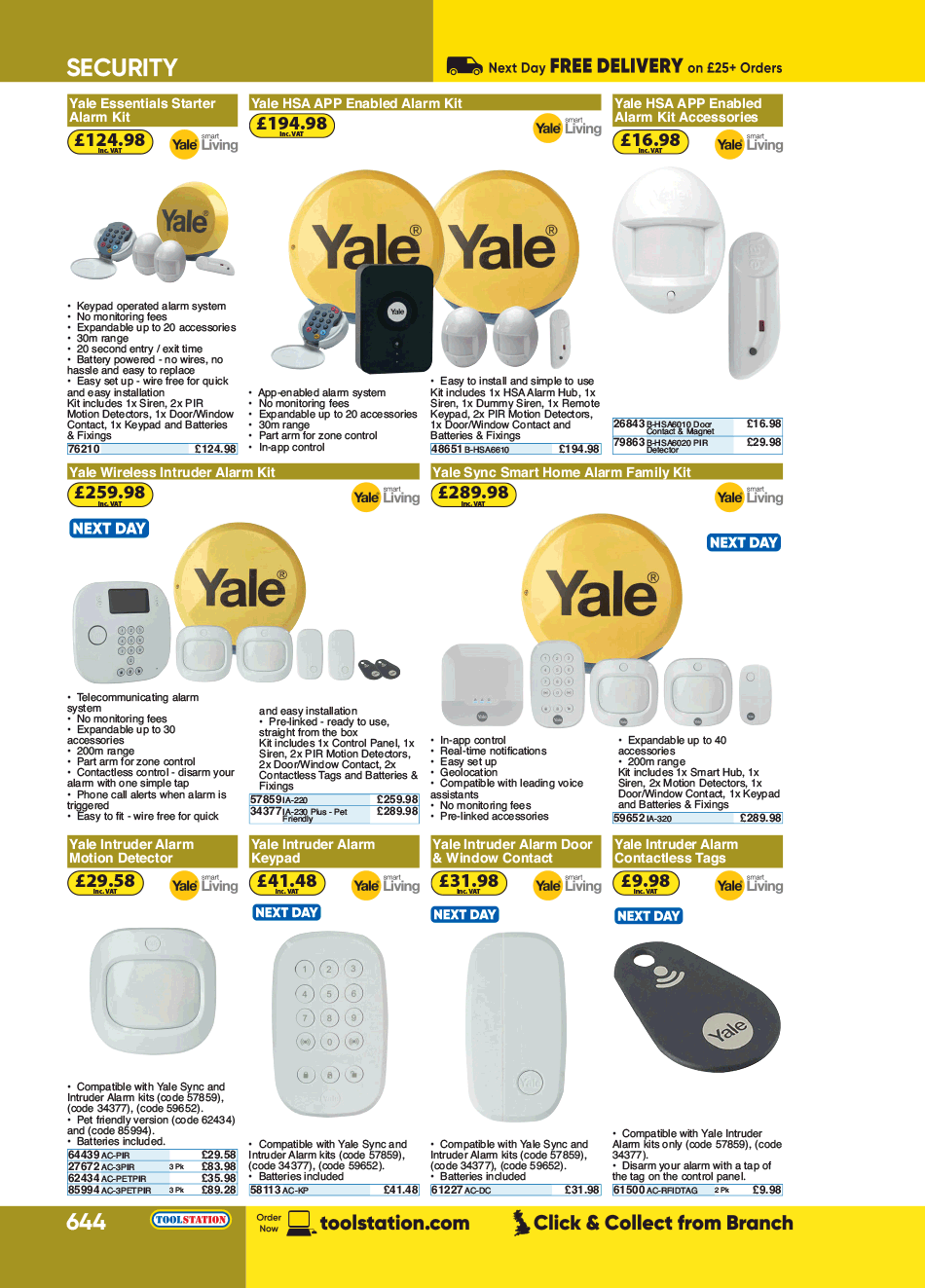 Yale Intruder Alarm Contactless Tags AC-RFIDTAG