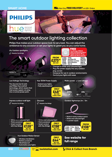 Philips Hue Lily Smart Outdoor Light Base Kit | Toolstation