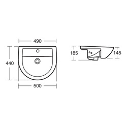 Armitage Shanks Sandringham 21 Semi-Recessed Basin 50cm 1 Tap Hole ...