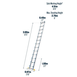 Werner Telescopic Ladder 3.8m / 1.09m x 0.47m x 0.08m | Toolstation