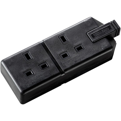 Masterplug Heavy Duty Rewireable Trailing Socket 2 Gang Black | Toolstation