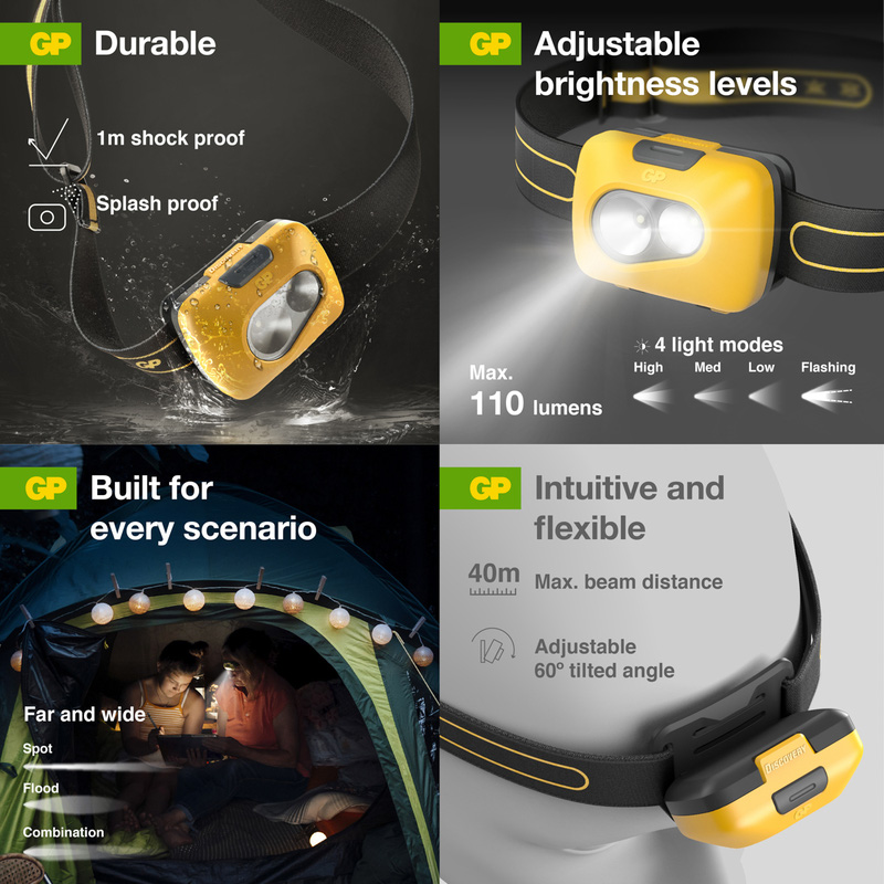 GP DISCOVERY CH42 Lightweight Head Torch 110lm | Toolstation