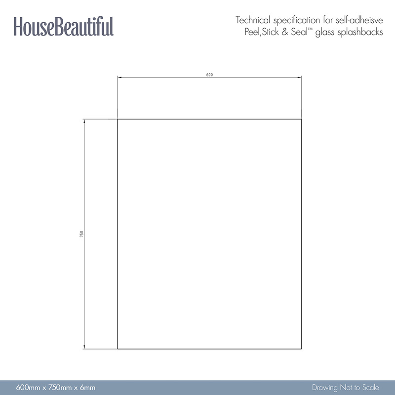 House Beautiful Pewter Self-Adhesive Glass Splashback 600 x 750mm ...