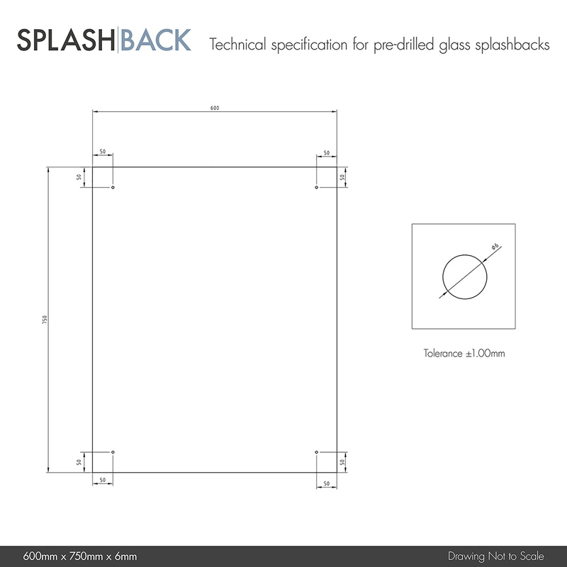Splashback Clear Glass Splashback with Gunmetal Caps 600 x 750mm ...