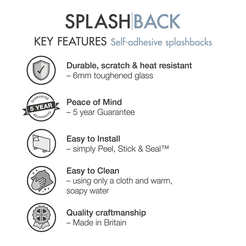 Splashback Platinum Self-Adhesive Glass Splashback 600 x 750mm ...