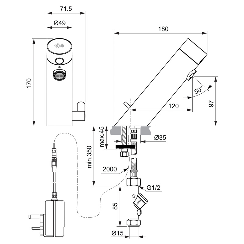 Armitage Shanks Sensorflow E Taps Sensor Deck-Mounted Basin Mixer Mains ...
