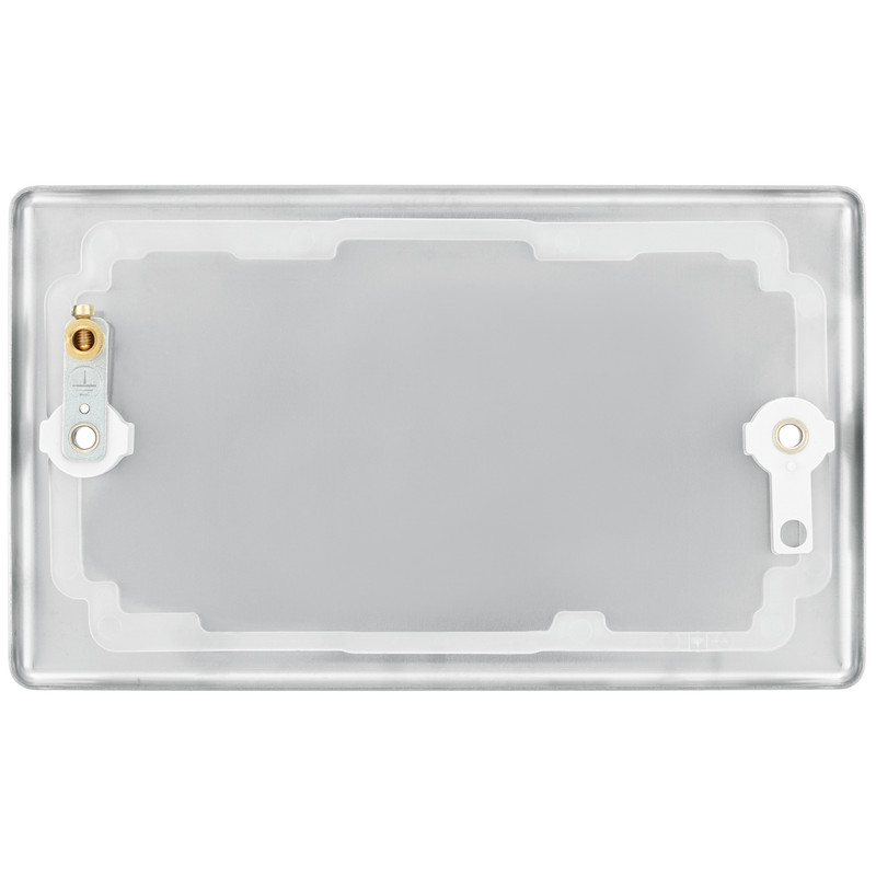 BG Brushed Steel Blank Plate 2 Gang