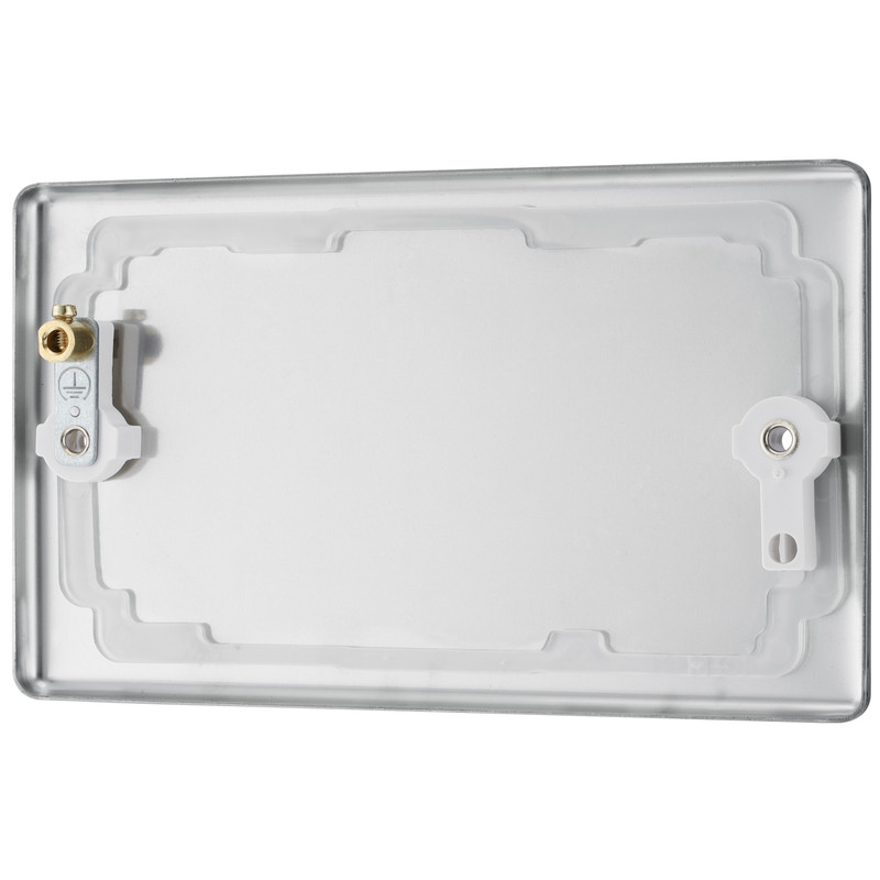 BG Brushed Steel Blank Plate 2 Gang