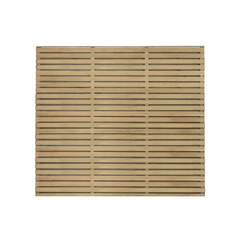 Forest Garden Pressure Treated Contemporary Double Slatted Fence Panel ...