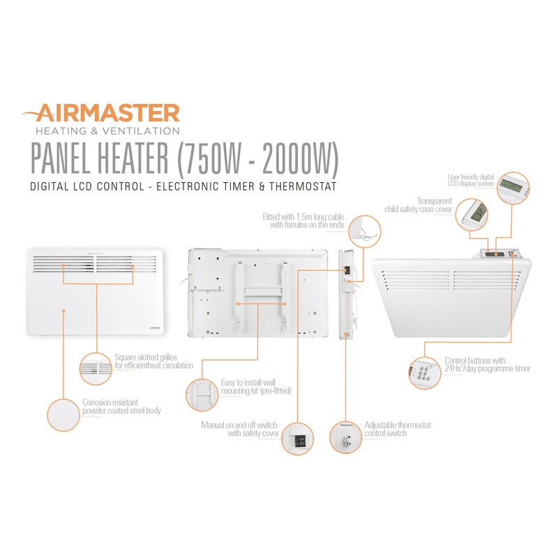 Airmaster Wall Mounting Panel Heater 1.5kW | Toolstation