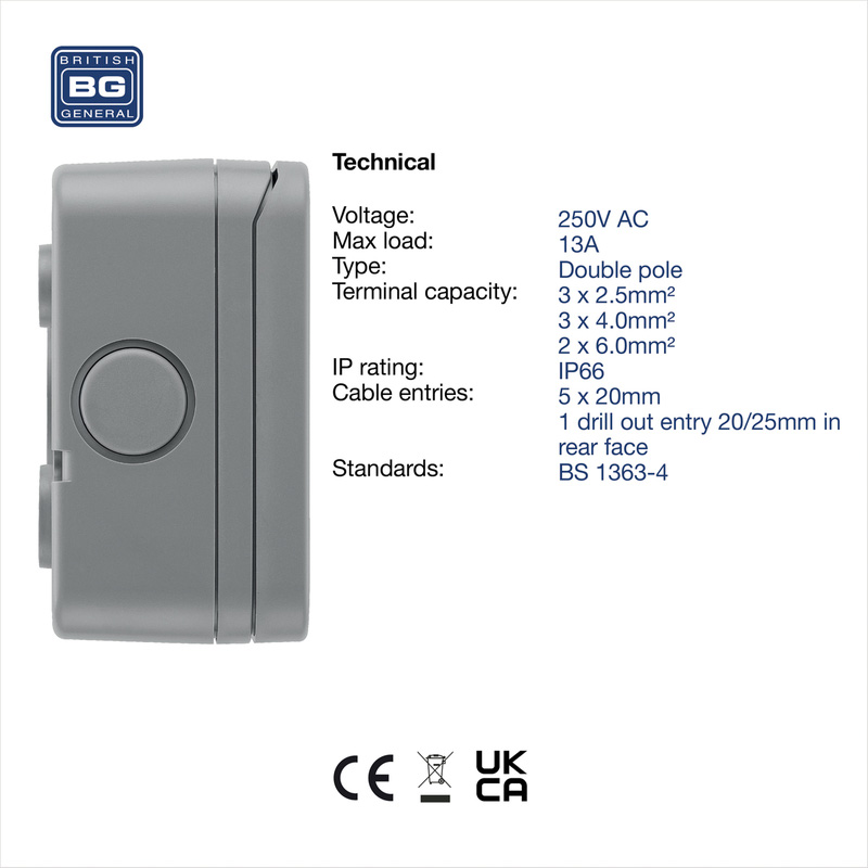 BG IP66 Spur Switched Fused Connection Unit | Toolstation