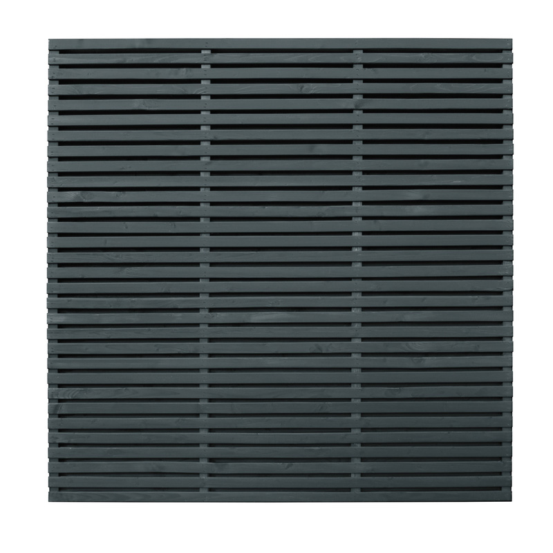 Forest Garden Grey Painted Contemporary Double Slatted Fence Panel 6' x ...