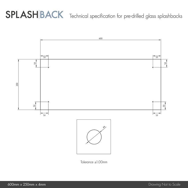 Splashback Clear Glass Bathroom Splashback with Chrome Caps 600 x 250mm ...