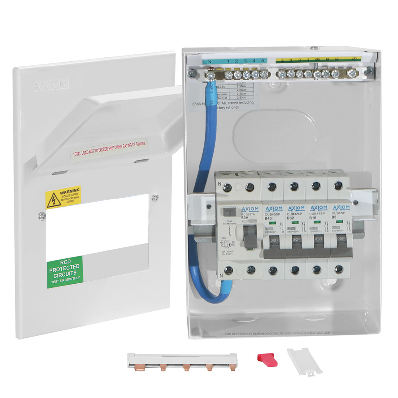 Axiom Metal Consumer Unit + 63A Type A RCD + 4 MCBs 4 Way | Toolstation