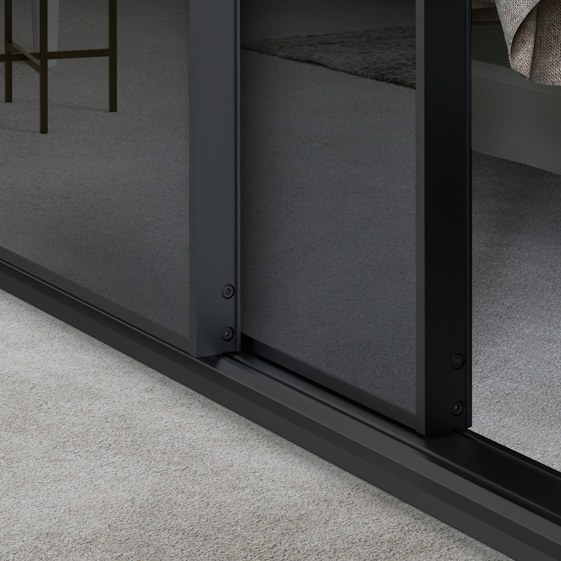 Spacepro Minimalist 4 Door Sliding Wardrobe Kit Black Framed Grey ...
