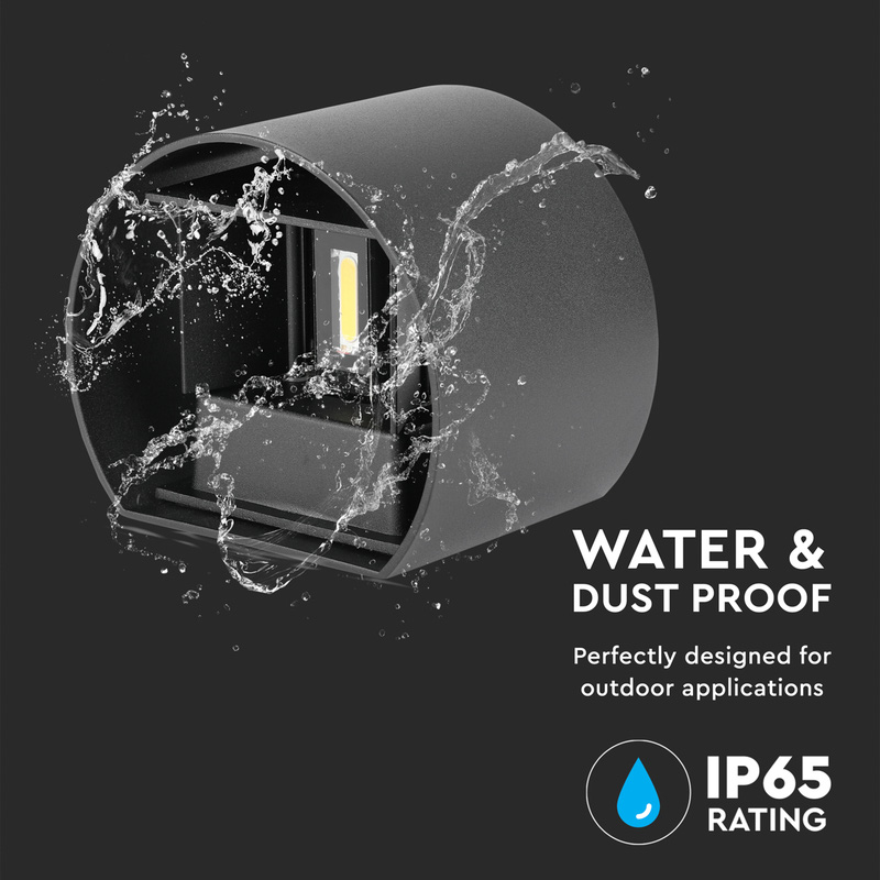 V-TAC 5W LED IP65 Wall Light with Adjustable Beam Angle Black 700lm ...