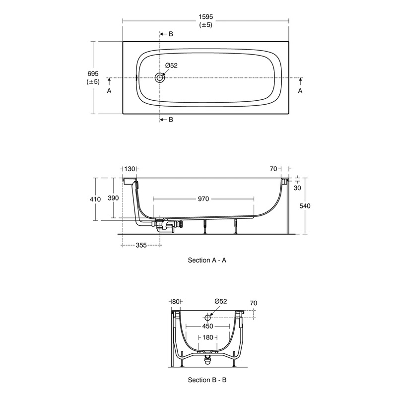 Ideal Standard i.life Single Ended Bath 1600mm x 700mm No Tap Holes | Toolstation