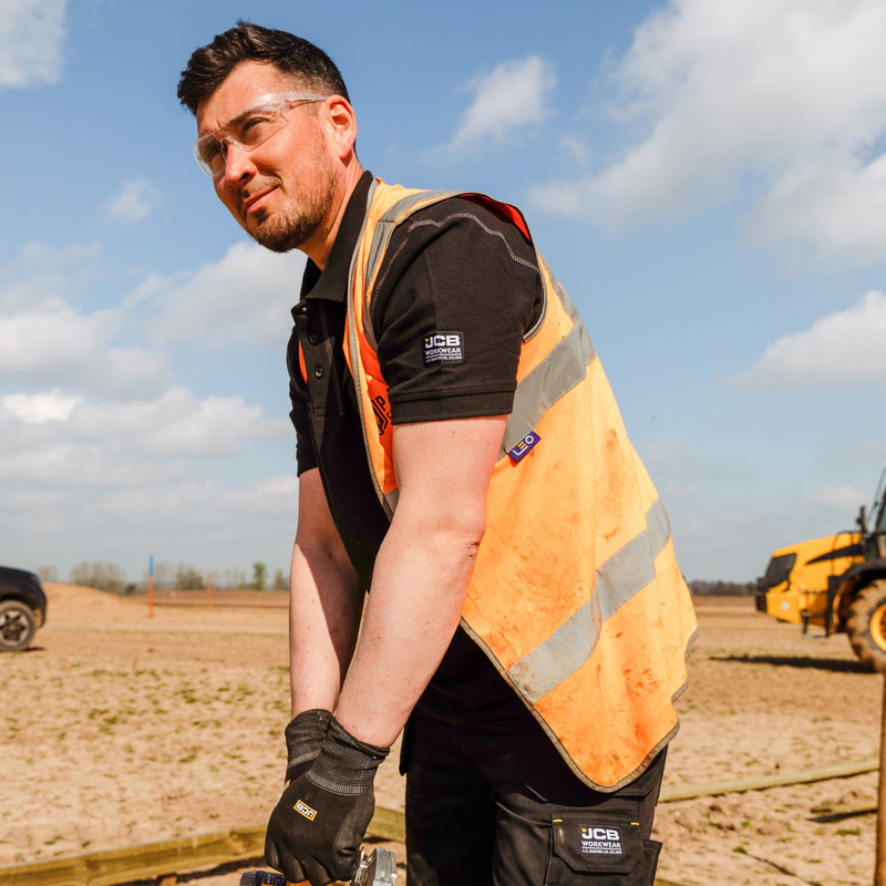 JCB Trade Work Polo Shirt Black Large | Toolstation