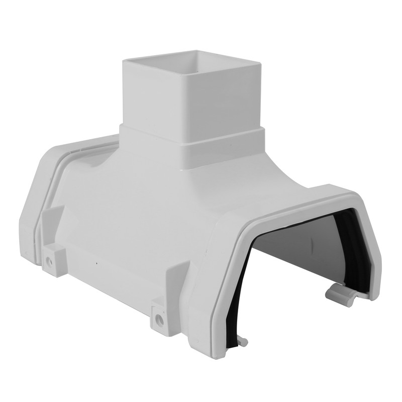 114mm Square Line Running Outlet White | Toolstation