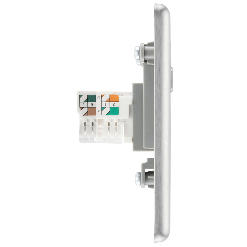 BG Brushed Steel Telephone Socket RJ45 | Toolstation