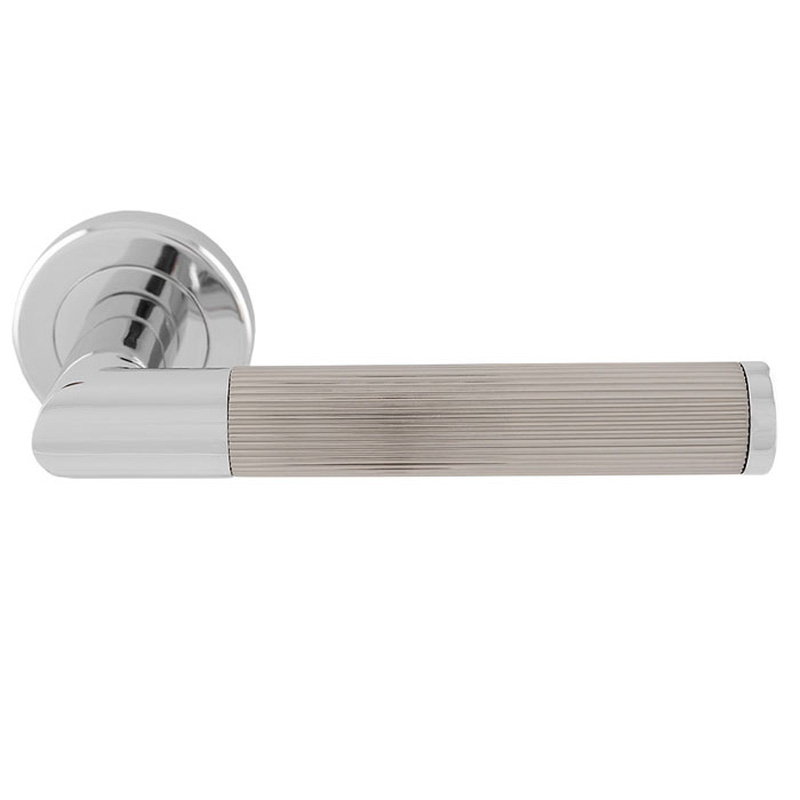 Serozzetta Trend Lines Lever On Rose Door Handles Polished / Satin Chrome | Toolstation