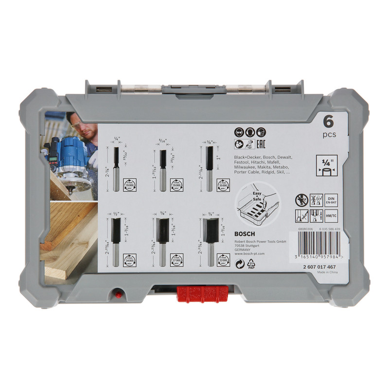 Bosch Straight 1/4" Shank Router Bit Set | Toolstation