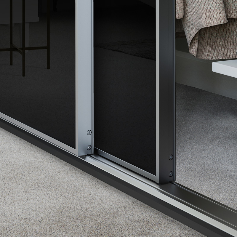 Spacepro Minimalist 3 Door Sliding Wardrobe Kit Silver Framed Black ...