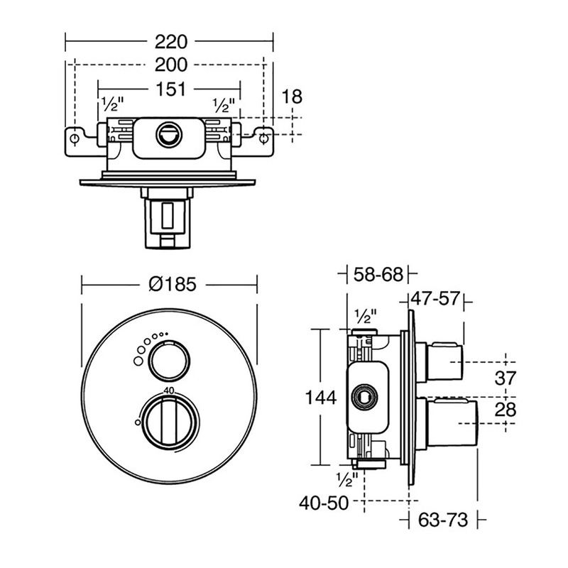 Ideal Standard Easybox Thermostatic Concealed Single Outlet Shower ...