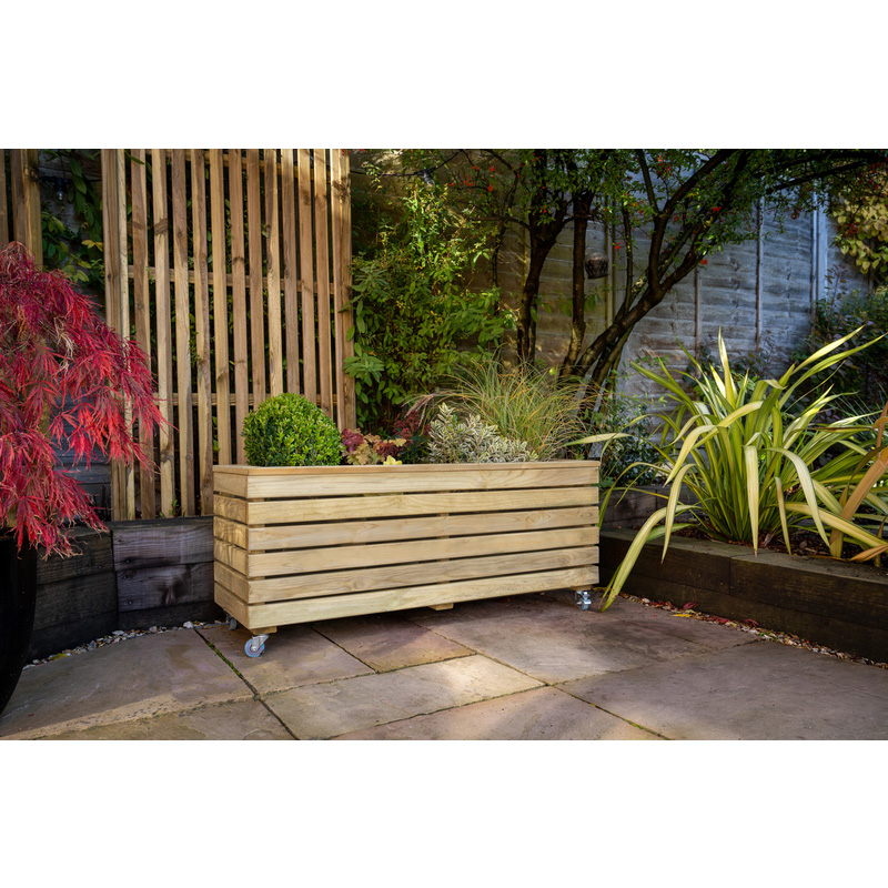 Forest Garden Linear Planter - Long with Wheels 120 x 40 x 49.6cm ...