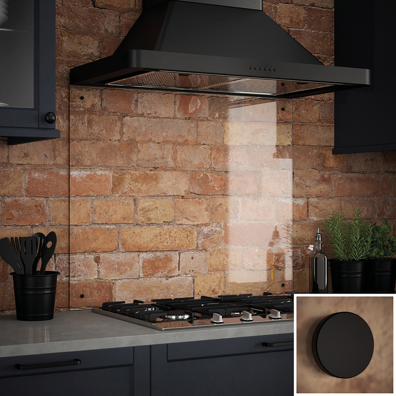 Splashback Clear Glass Splashback with Black Caps 900 x 750mm | Toolstation