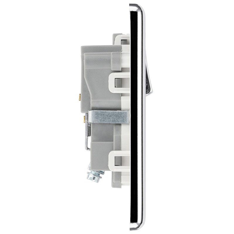 BG Polished Chrome 13A DP Switched Socket 1 Gang | Toolstation BG Polished Chrome 13A DP Switched Socket 1 Gang | Toolstation