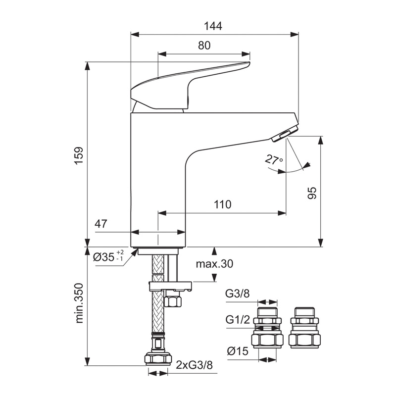Ideal Standard Ceraflex Taps Basin Mixer Grande | Toolstation