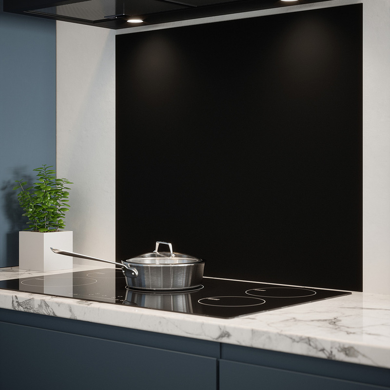 Splashback Matt Black Self-Adhesive Glass Splashback 900 x 750mm ...