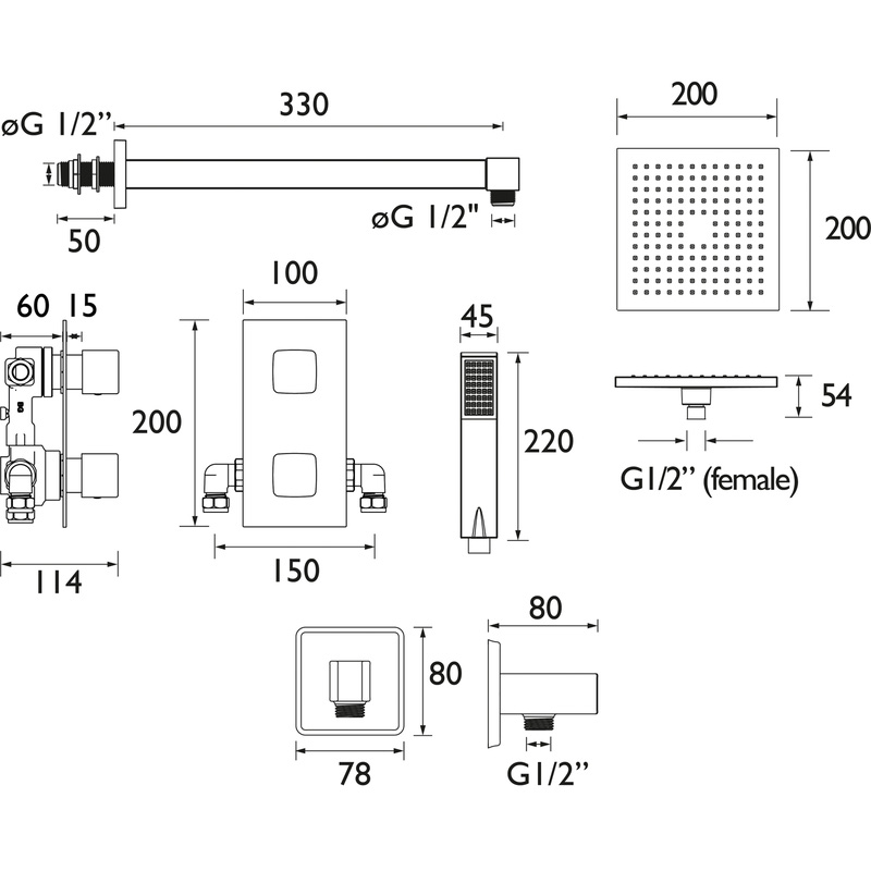 Bristan Cobalt Thermostatic Concealed Diverter Mixer Shower With Fixed ...