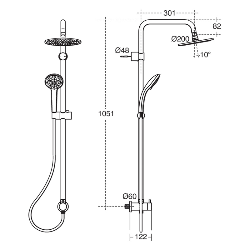 Ideal Standard IdealRain Round Diverter Shower Kit for Concealed Valves ...