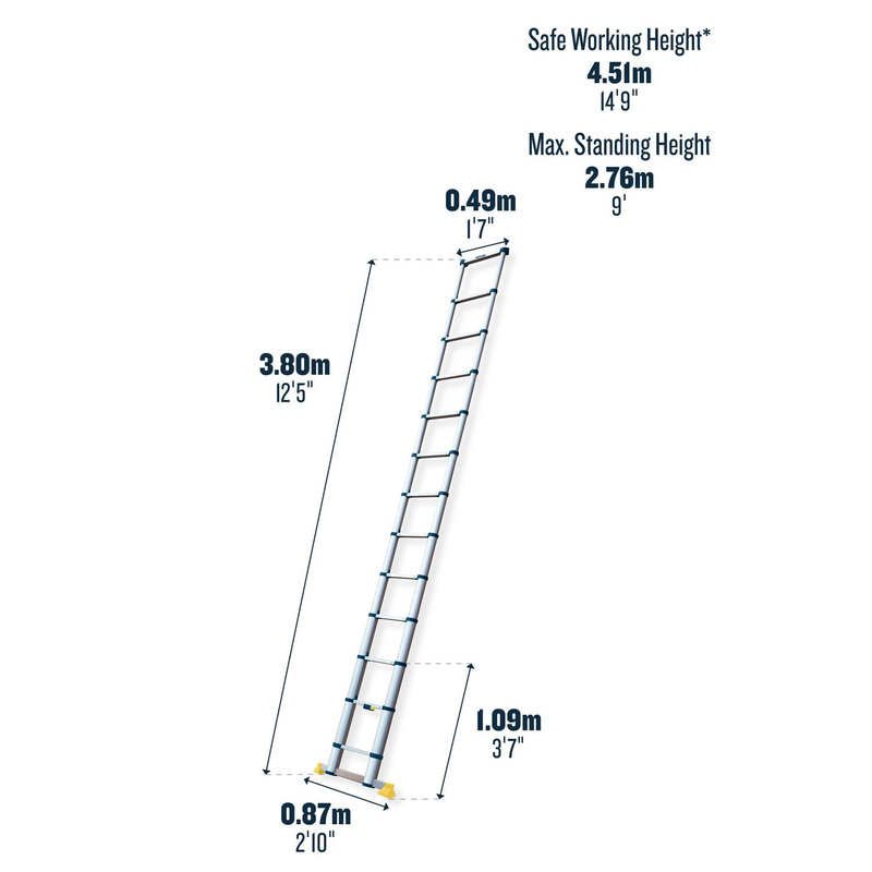 Werner Telescopic Ladder 3.8m / 1.09m x 0.47m x 0.08m | Toolstation