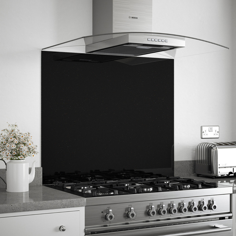 Splashback Black Sparkle Self-Adhesive Glass Splashback 900 x 750mm ...