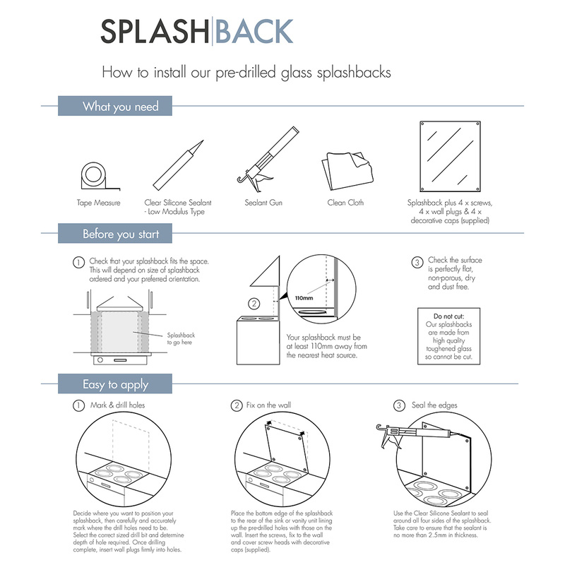 Splashback Clear Glass Splashback with Chrome Caps 900 x 750mm ...