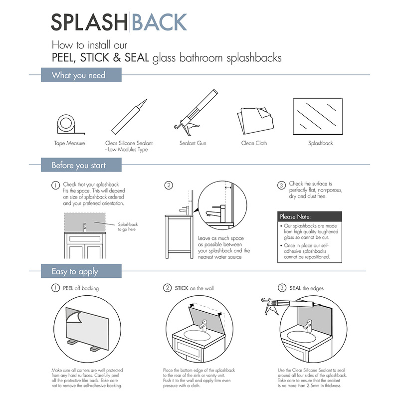 Splashback Pearl Shimmer Self-Adhesive Glass Bathroom Splashback 600 x 250mm | Toolstation