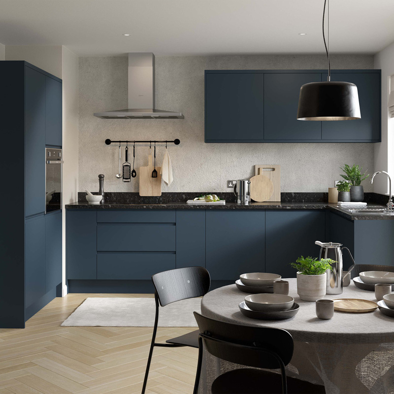 Kitchen Kit Flatpack J-Pull Kitchen Cabinet Base Unit Ultra Matt Indigo ...