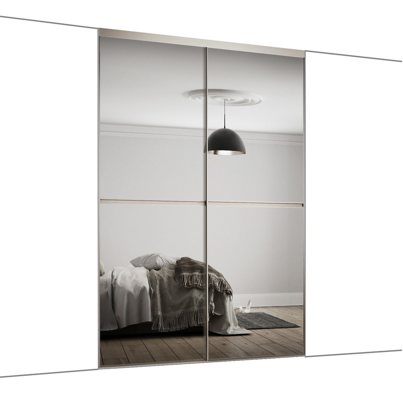 Spacepro Minimalist 2 Door Sliding Wardrobe Kit Silver Framed Silver ...