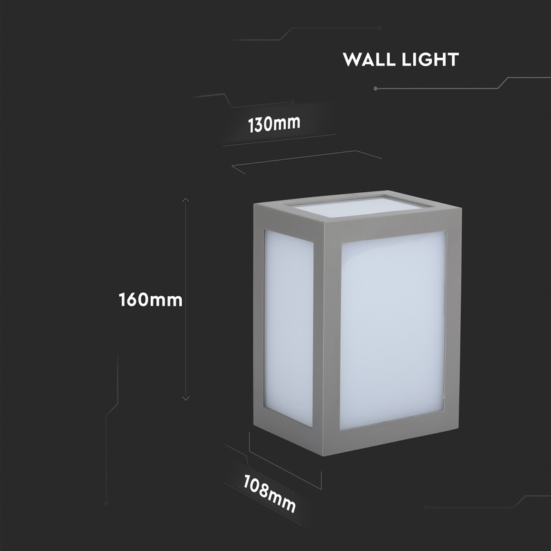V-TAC 12W LED IP65 Wall Light Grey 1250lm 3000K | Toolstation