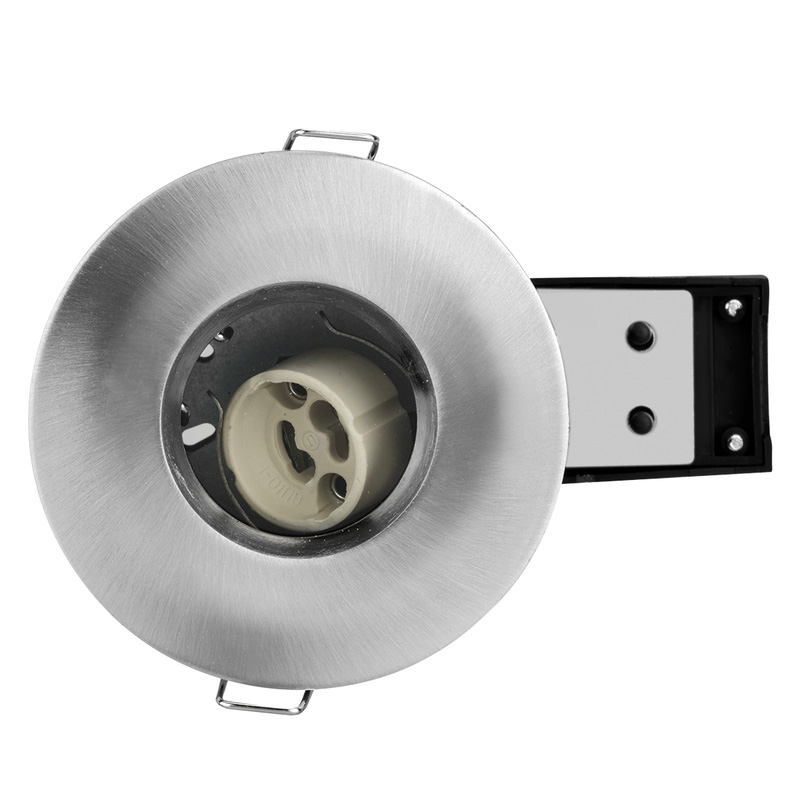 Fire Rated Cast IP65 GU10 Downlight Satin Chrome | Toolstation