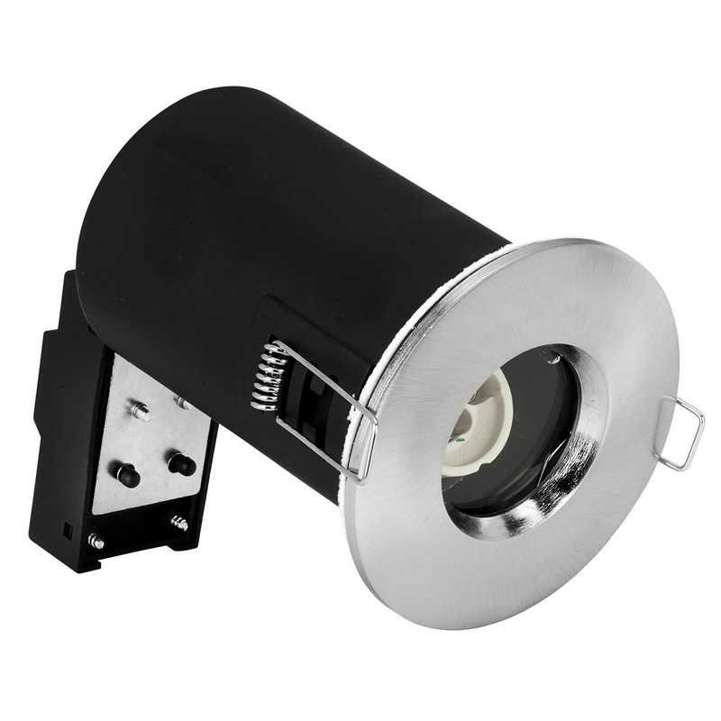 Fire Rated Cast IP65 GU10 Downlight Satin Chrome | Toolstation