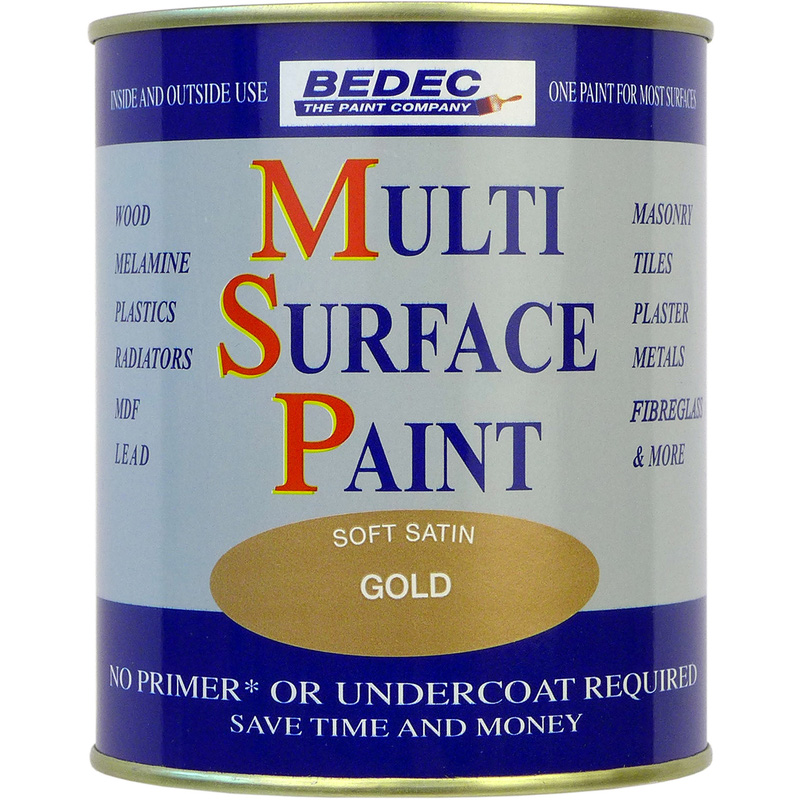 Bedec Multi Surface Paint Satin Gold 750ml Toolstation